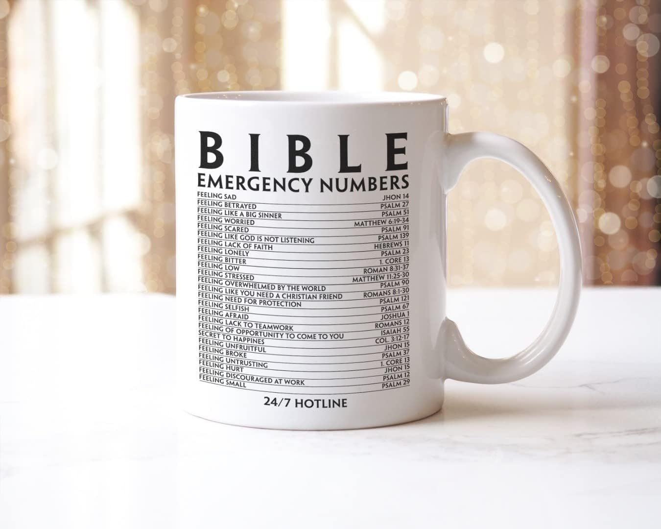 Bible Emergency Numbers Mug & Coaster Gift Set Christian Cup Bible ...