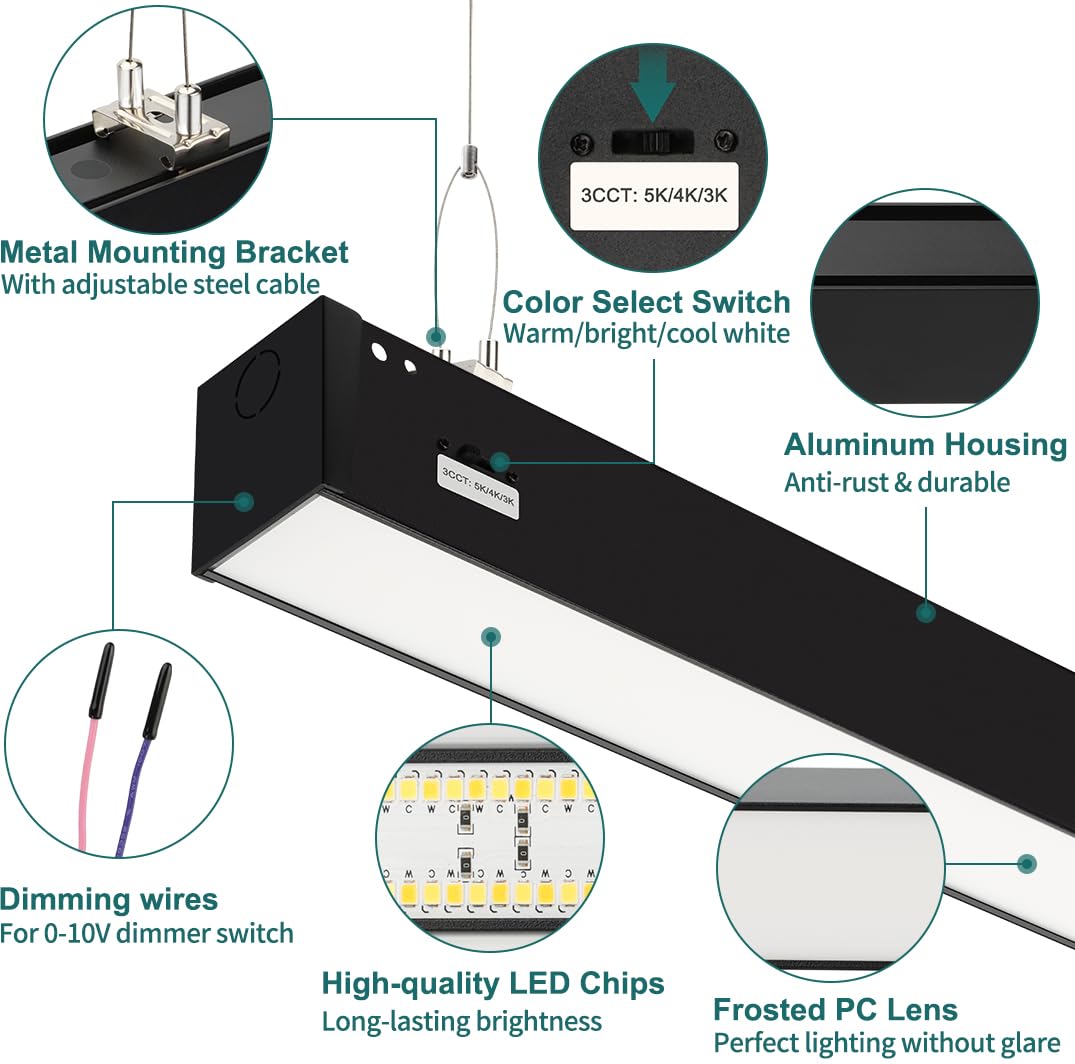 Snapklik.com : Kadision 8FT LED Linear Light, 100W 13000lm 3000K/4000K ...