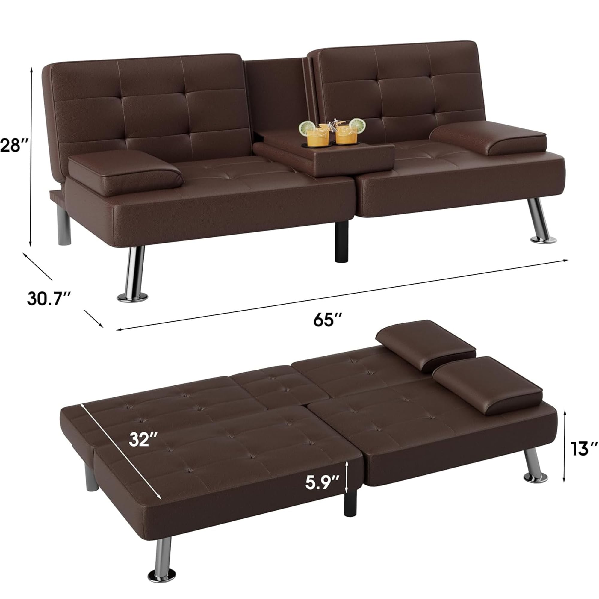 Snapklik.com : Flamaker Futon Sofa Bed Modern Folding Futon Set ...
