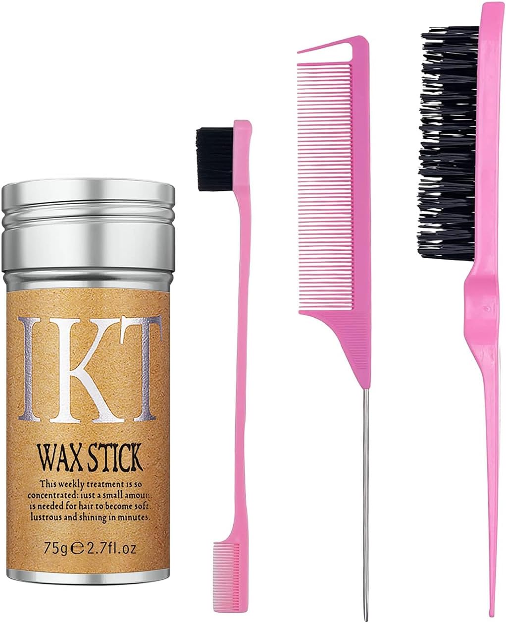 Amazon.com: 4 Packs Set Hair Wax Stick Slick Back Hair Edge Brush Pink ...