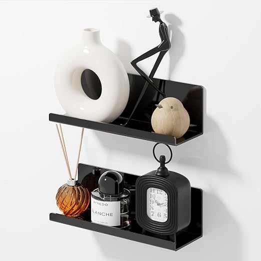 Amazon.com: PAVSTINE Acrylic Floating Shelves for Wall No Drilling ...