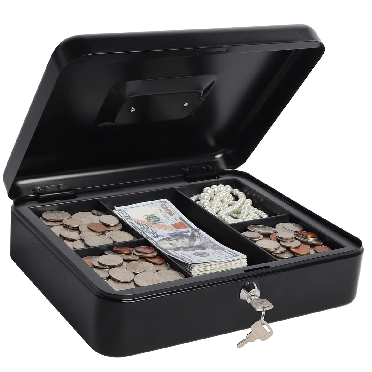 Amazon.com: Large Cash Box with Money Tray and Lock, Lovndi Metal money ...