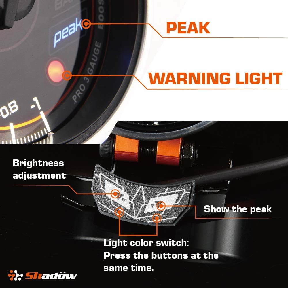 Snapklik.com : Shadow PRO3 140PSI Oil Pressure Gauge 2 Inch 52mm Clear ...