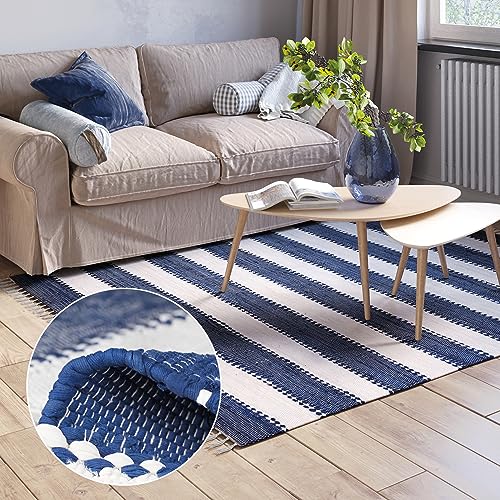 Teppich Blau Wei Gestreift
