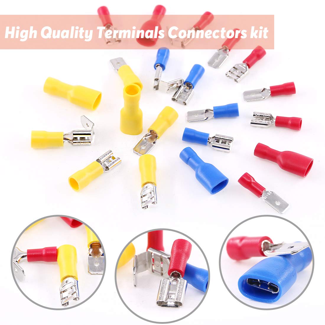 Snapklik.com : 255Pcs 22-16/16-14/12-10AWG Fully Insulated Female/Male ...