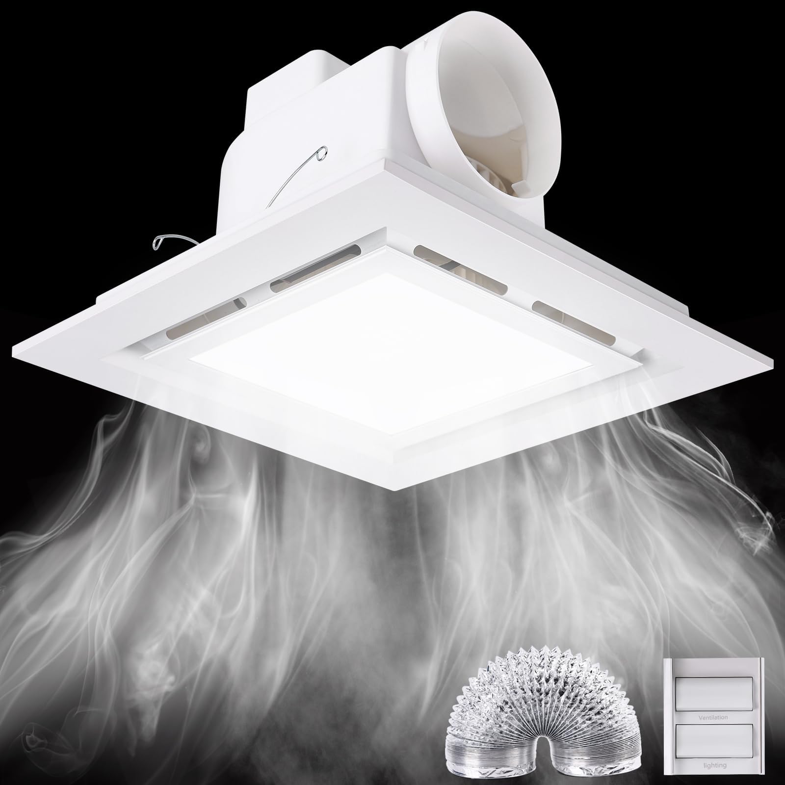 Amazon.com: Mmucco Bathroom Exhaust Fan with Light,144 CFM 1.0 Sones ...