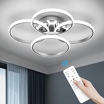 CANEOE Modern LED Ceiling Light, 4 Rings Dimmable Ceiling Light Fixture ...