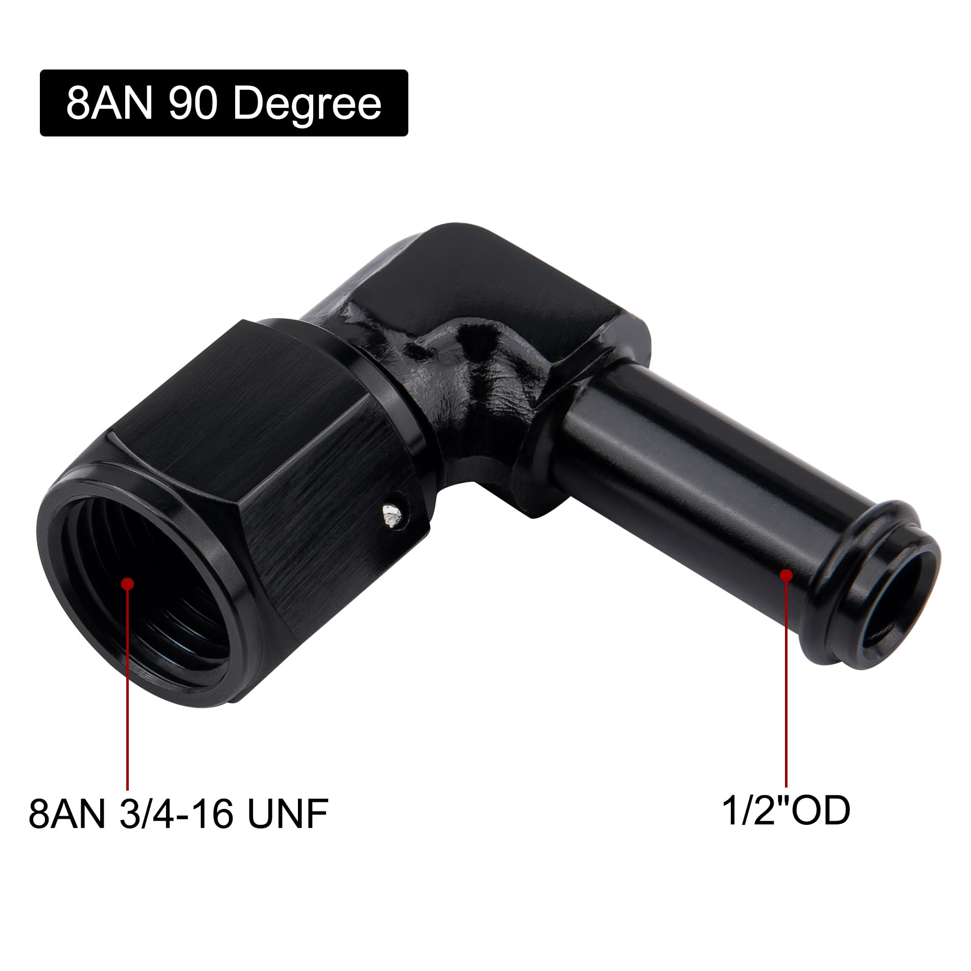 Snapklik.com : 8AN Female To 1/2 Barb Hose Fitting 90 Degree Swivel