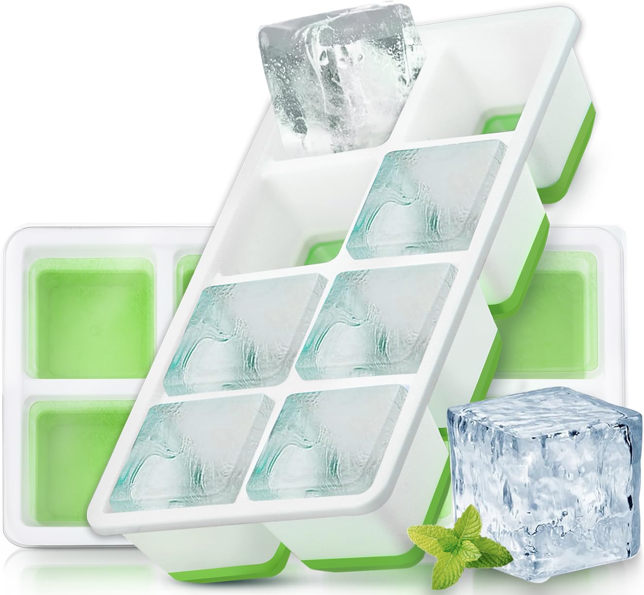 Amazon.com: Large Ice Cube Molds, FURNSII 2 Pack Silicone Large Square ...