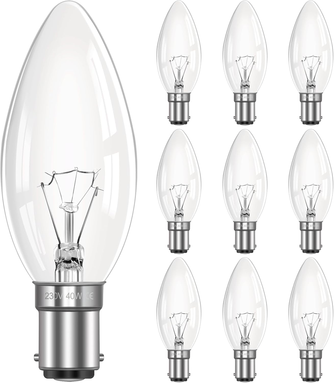 Morotty B15 Candle Bulbs Dimmable Warm White 2700K, 360LM, AC 230V, B15 ...