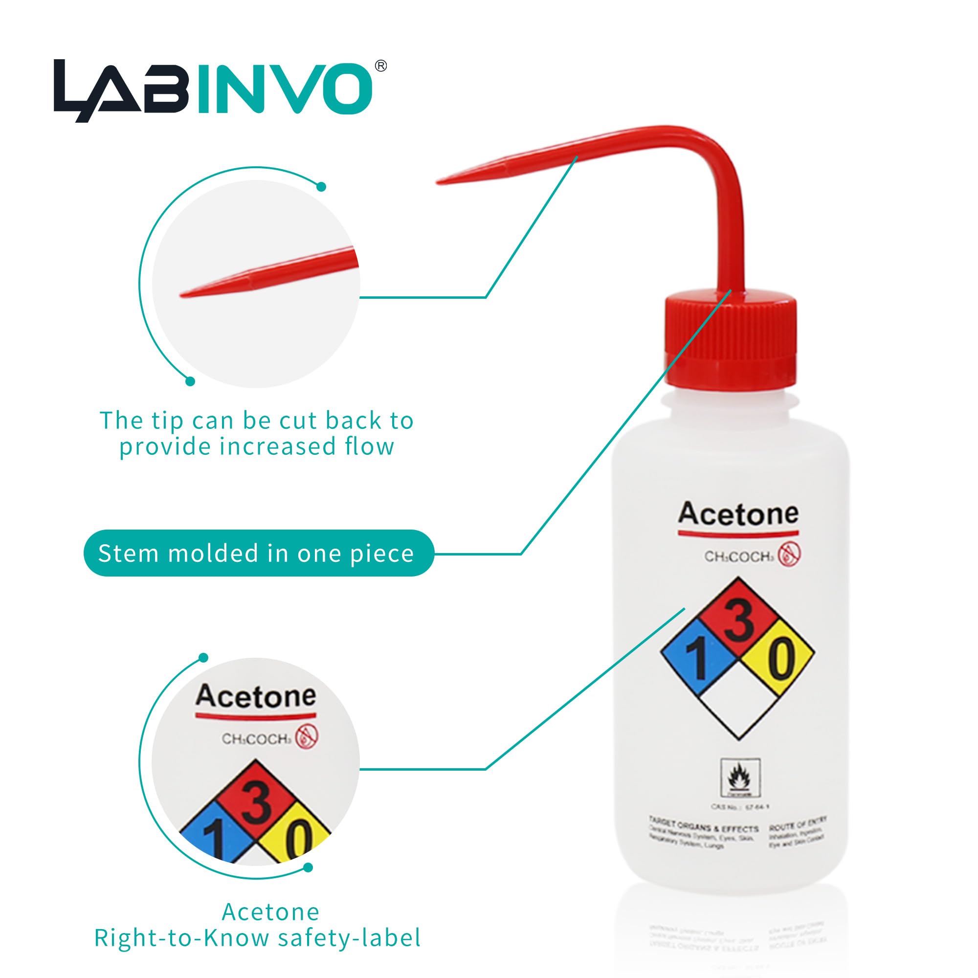 Snapklik.com : LABINVO Acetone Wash Bottles, 1PC Of Vol500ml