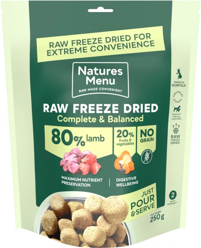 Natures Menu Freeze Dried Dog Food 80/20 Lamb - 250g : Amazon.co.uk ...
