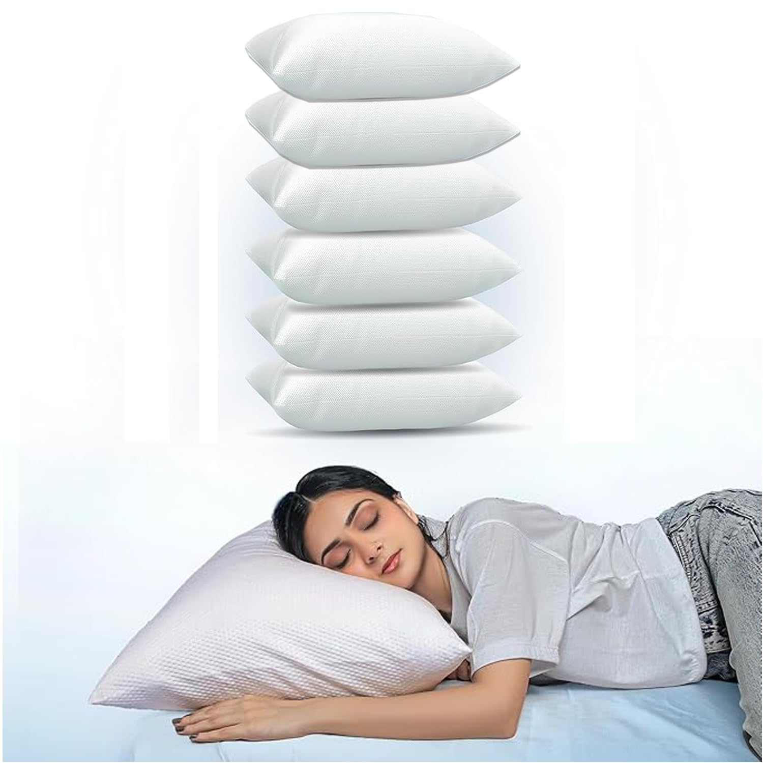 Adam Home Breathable Pillows 6 Pack Hotel Quality | Bouncy Support Side ...