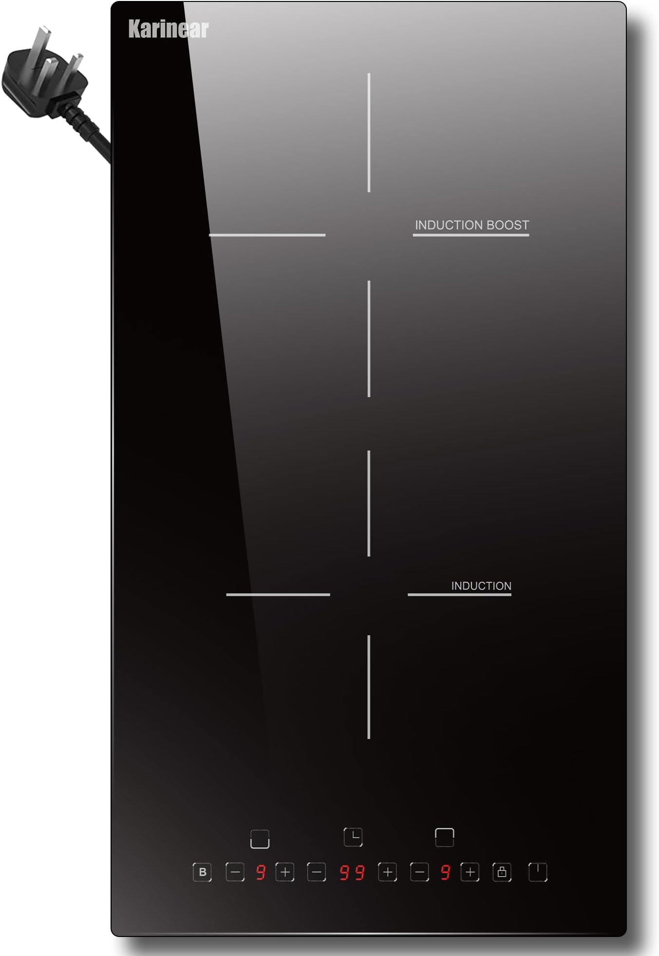 Karinear Plug in Induction Hob, 2800W Built-In Electric Hob with 9 ...
