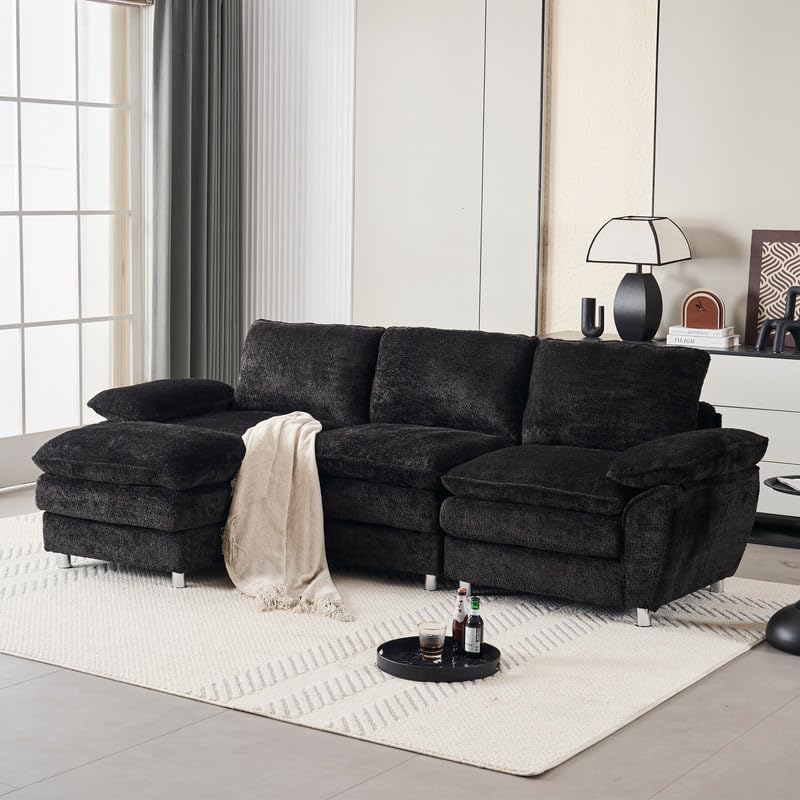 Amazon.com: AZSJML 101'' Sectional Cloud Sofa Couch, Chenille L-Shaped ...