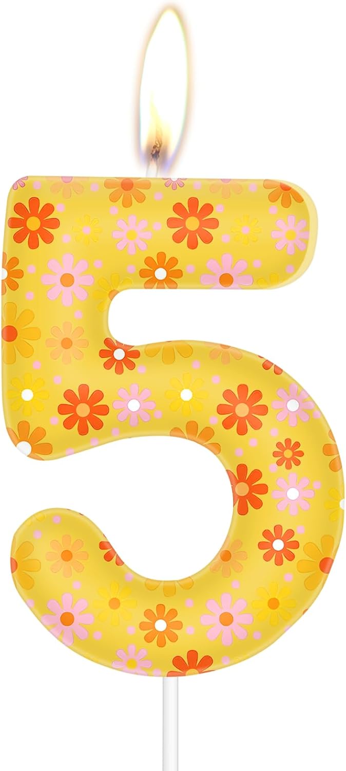 Amazon.com: iNINGER Birthday Candle 5th,Daisy Flower Candle Birthday ...