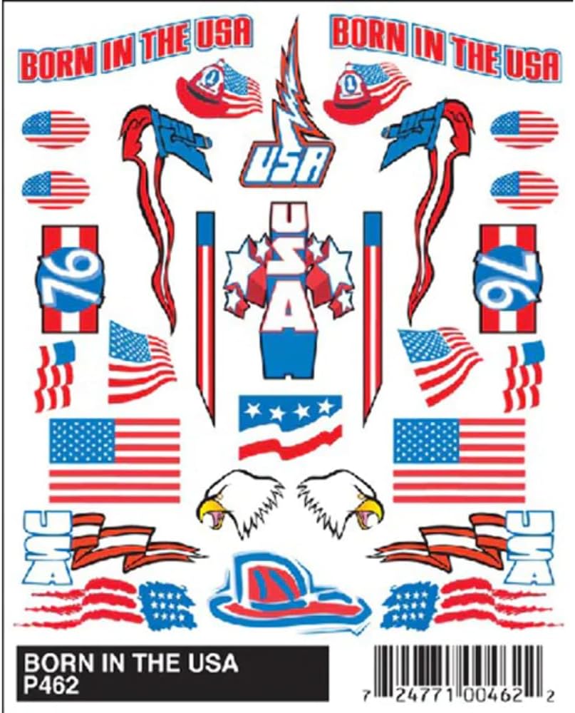 Amazon.com: Pinecar Stick-On Decals, Born in The USA, PIN462 : Toys & Games