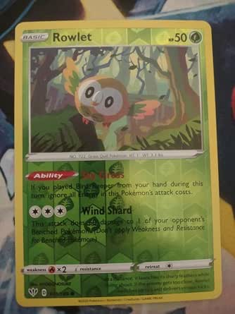 Amazon.com: Rowlet REVERSE HOLO Darkness Ablaze 011/189 reverse ...