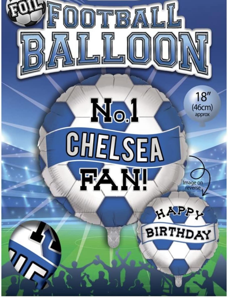 18in CHELSEA FOOTBALL FOIL BALLOON HAPPY BIRTHDAY No.1 Chelsea fan ...