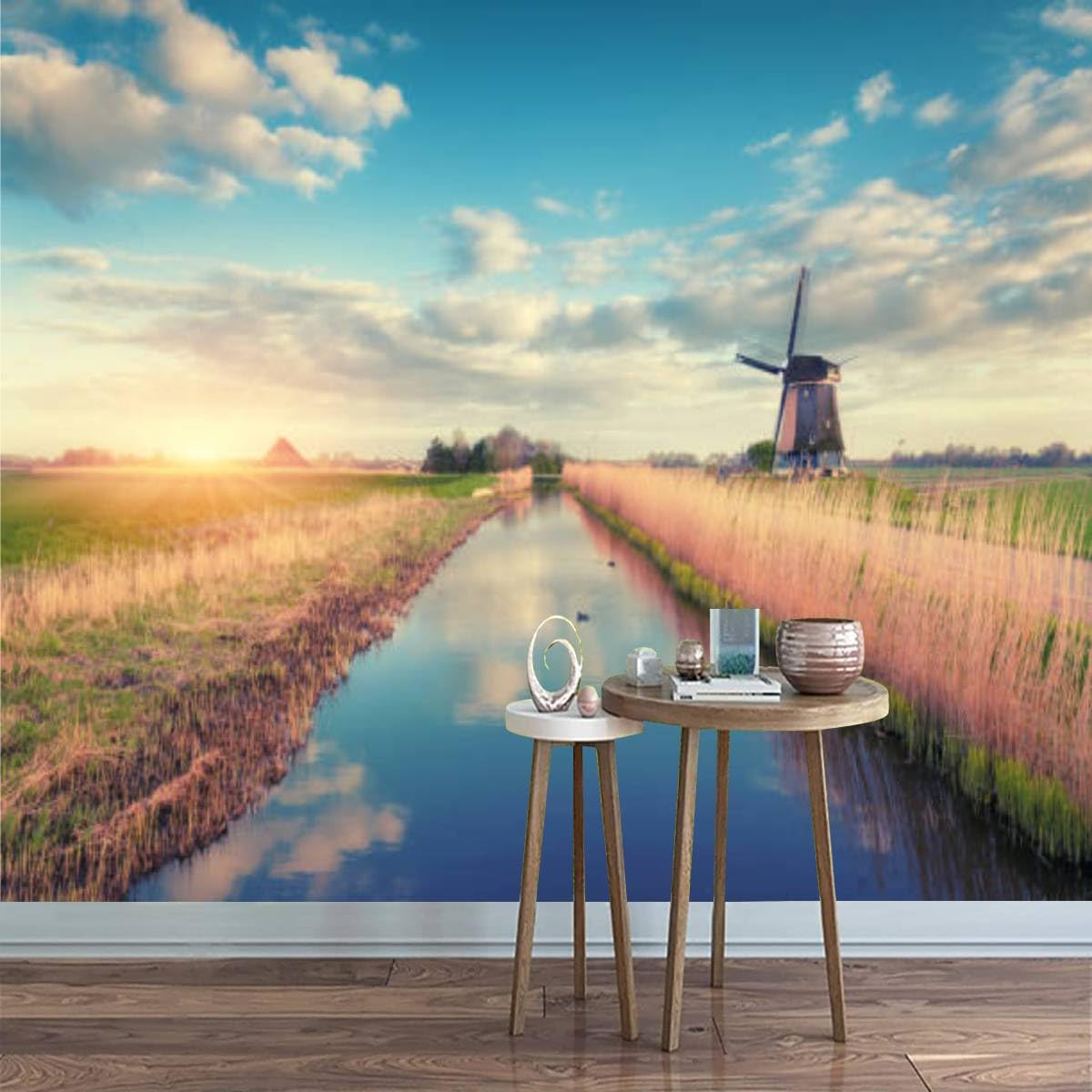 Rustic Windmill Wallpaper Classic Vintage Windmill In Holland Stock