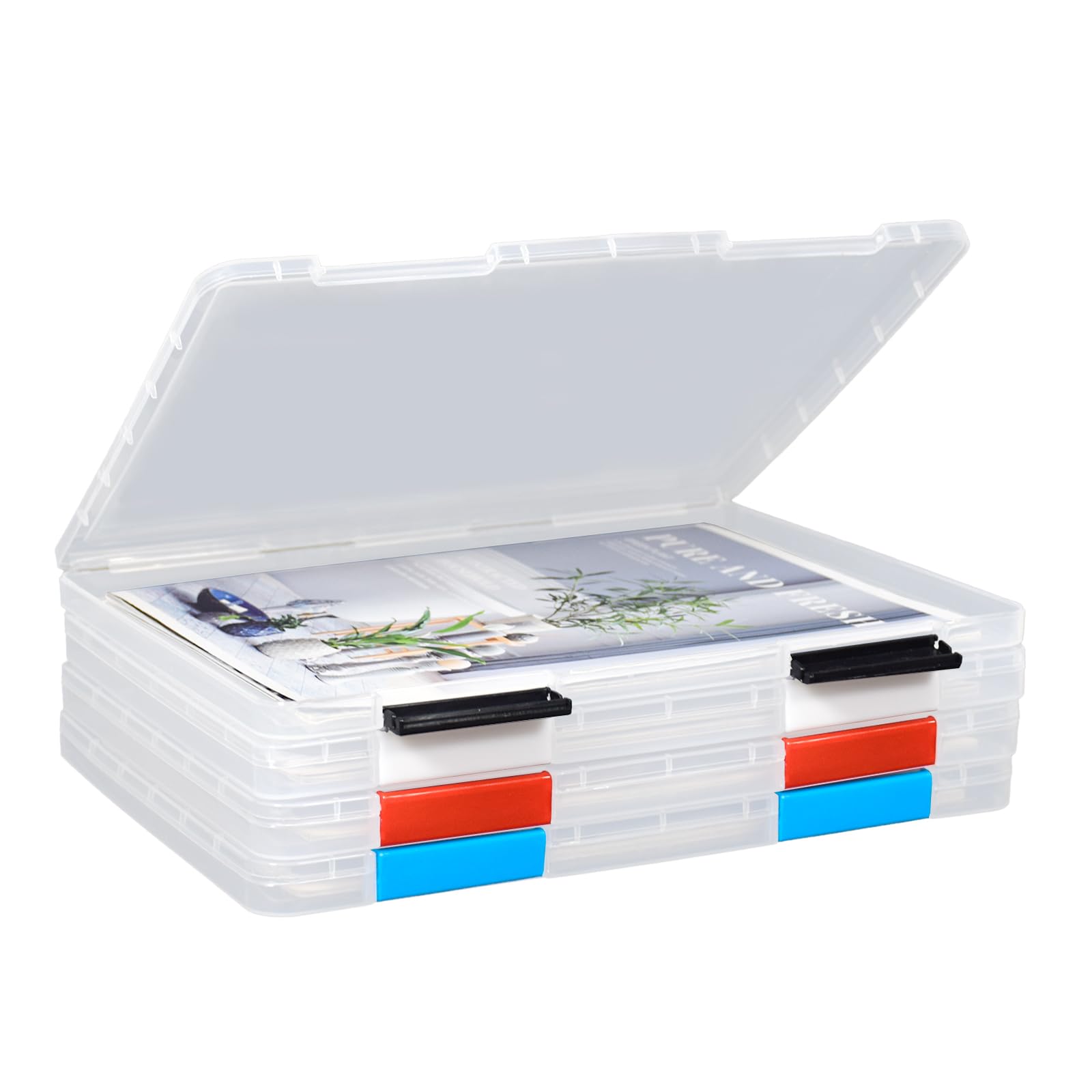 Sayeec Portable Project Case 4 Colors Plastic Transparent File Storage ...