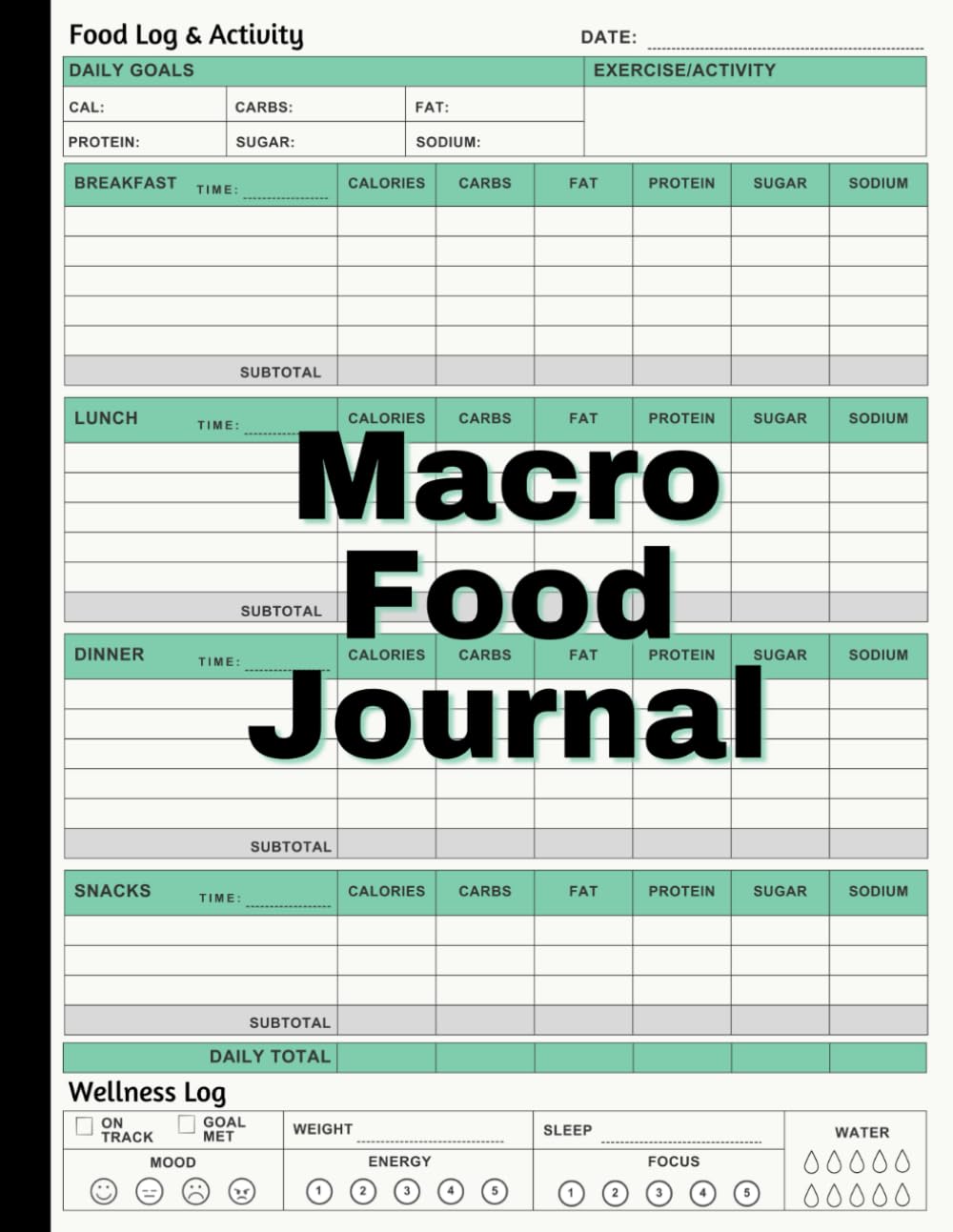 Macro Food Journal: Nutrition Log Book | For Easy Tracking of Meals ...