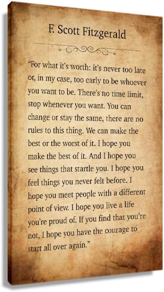 Amazon.com: F Scott Fitzgerald Quote Wall Art Vintage Poem Posters For ...
