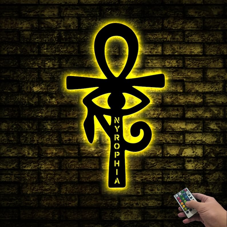 Amazon.com: POLYS Eye of Horus and Ankh Cross Metal Wall with Light ...