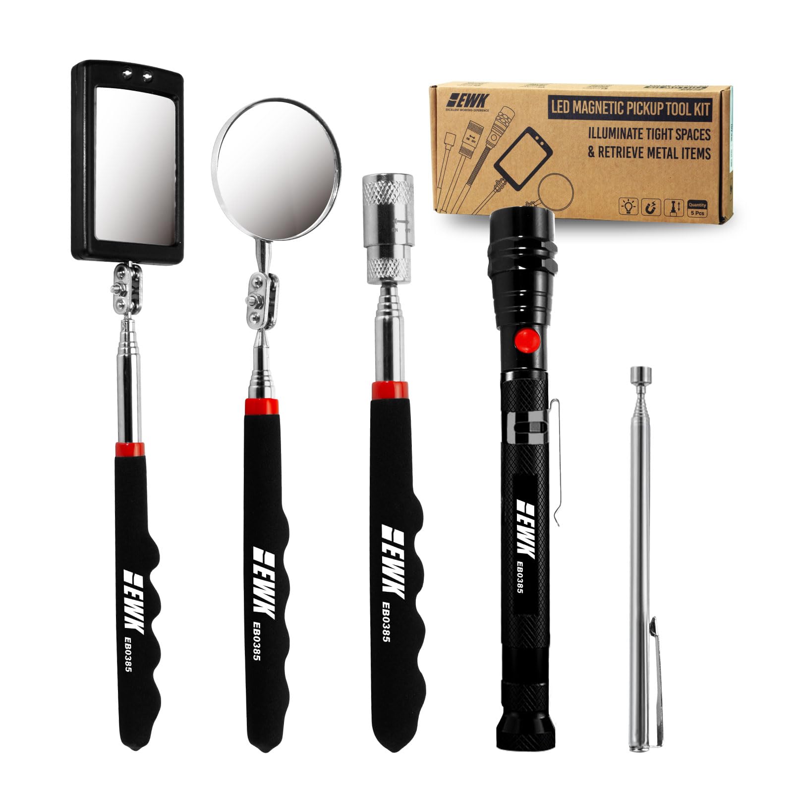 Snapklik.com : EWK 5 Pcs LED Telescoping Magnetic Pick-Up Tool Set ...