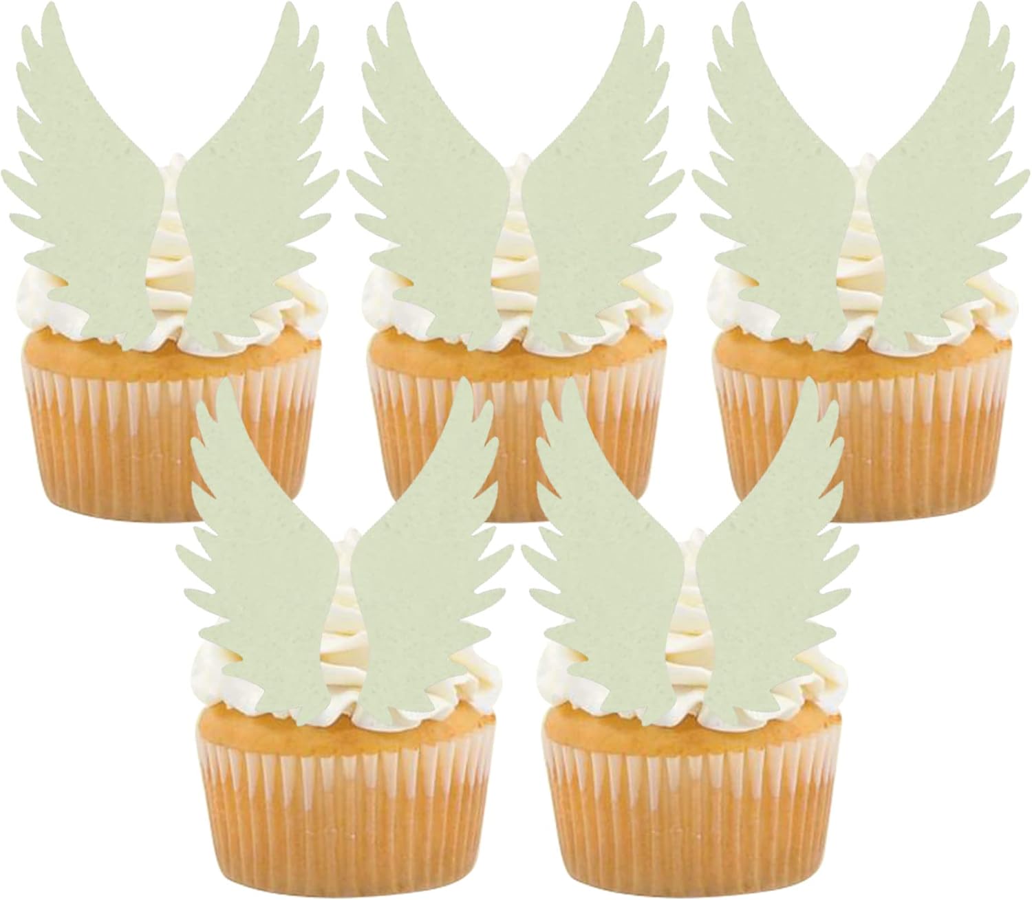 Amazon.com: Gyufise 48Pcs Angel Wing Cake Toppers Blue Edible Rice ...