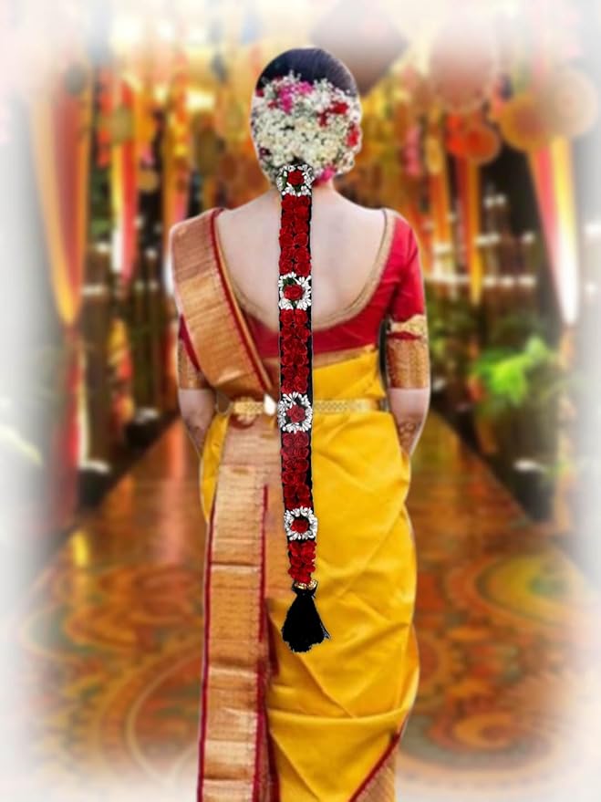 Beera Bharatanatyam Savaram & Kunjalam Kemp Ready Jada Set Hair ...