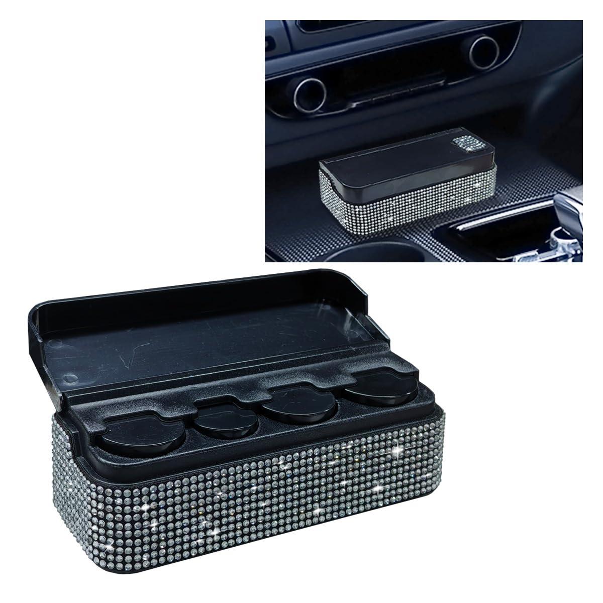 Amazon.com: LAINLOY Bling Coin Holder for Car, Crystal Rhinestone Coin ...