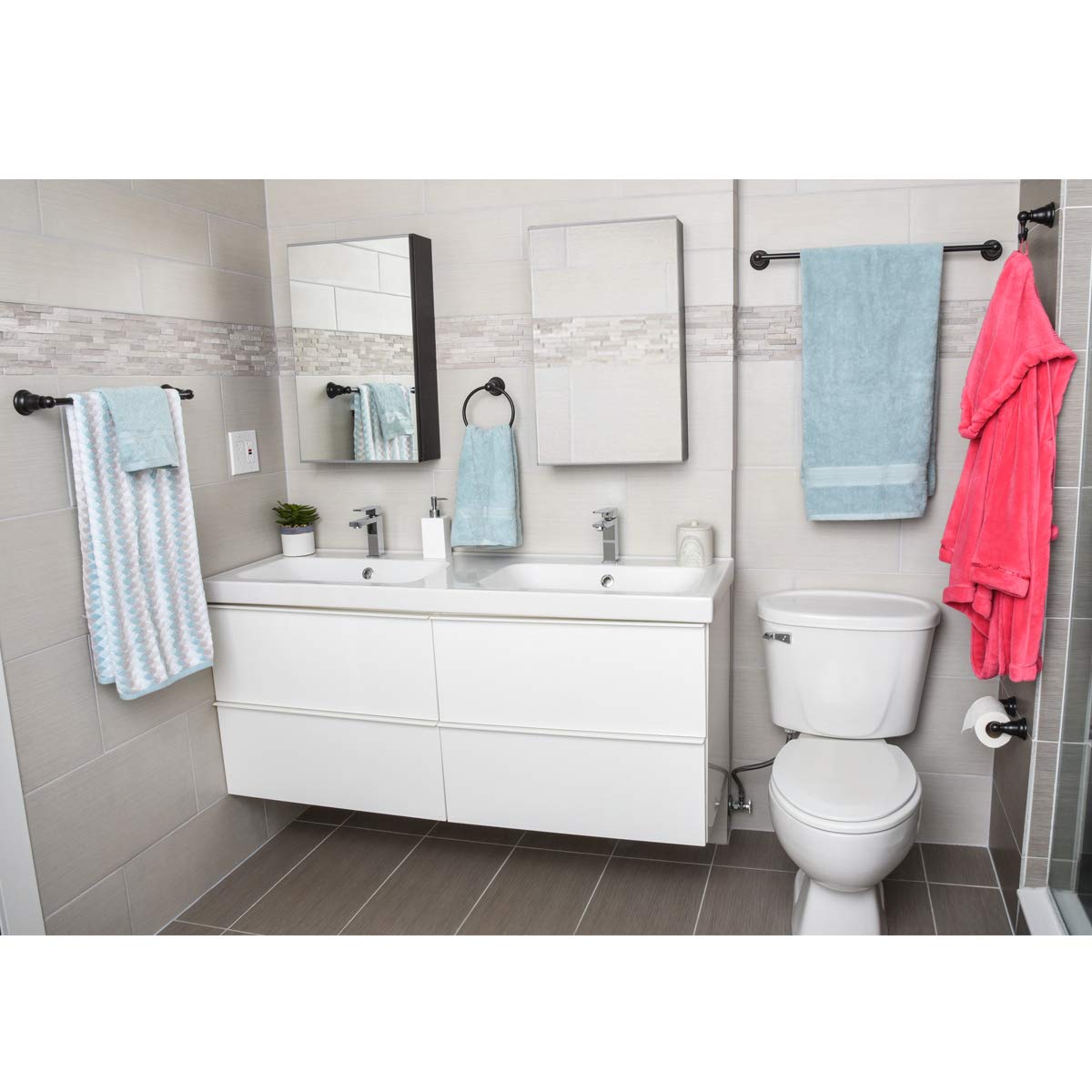 Amazon Basics Bathroom Hardware Accessories Set, 5-Piece - Oil Rubbed ...