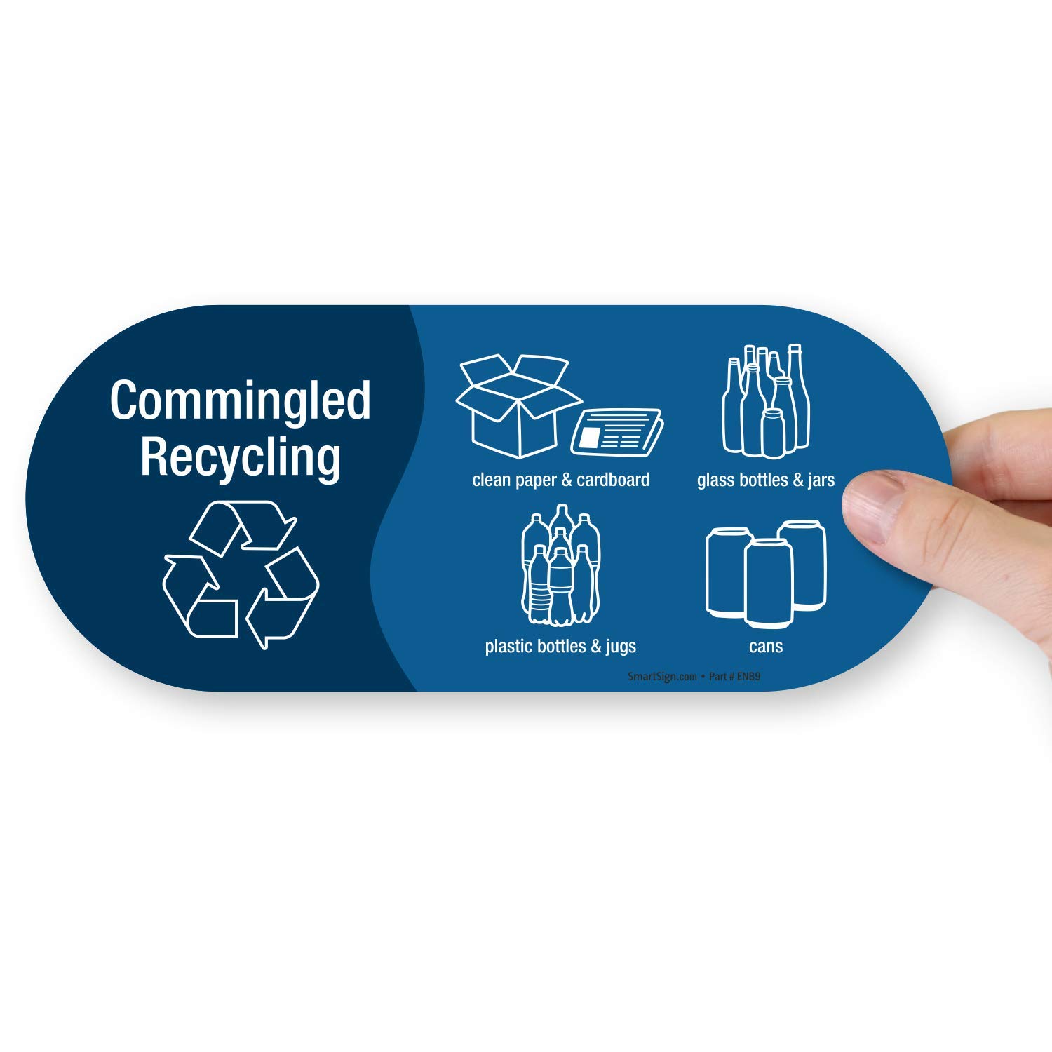 Amazon.com: SmartSign (Pack of 4) 3.75 x 9 inch “Commingled Recycling ...