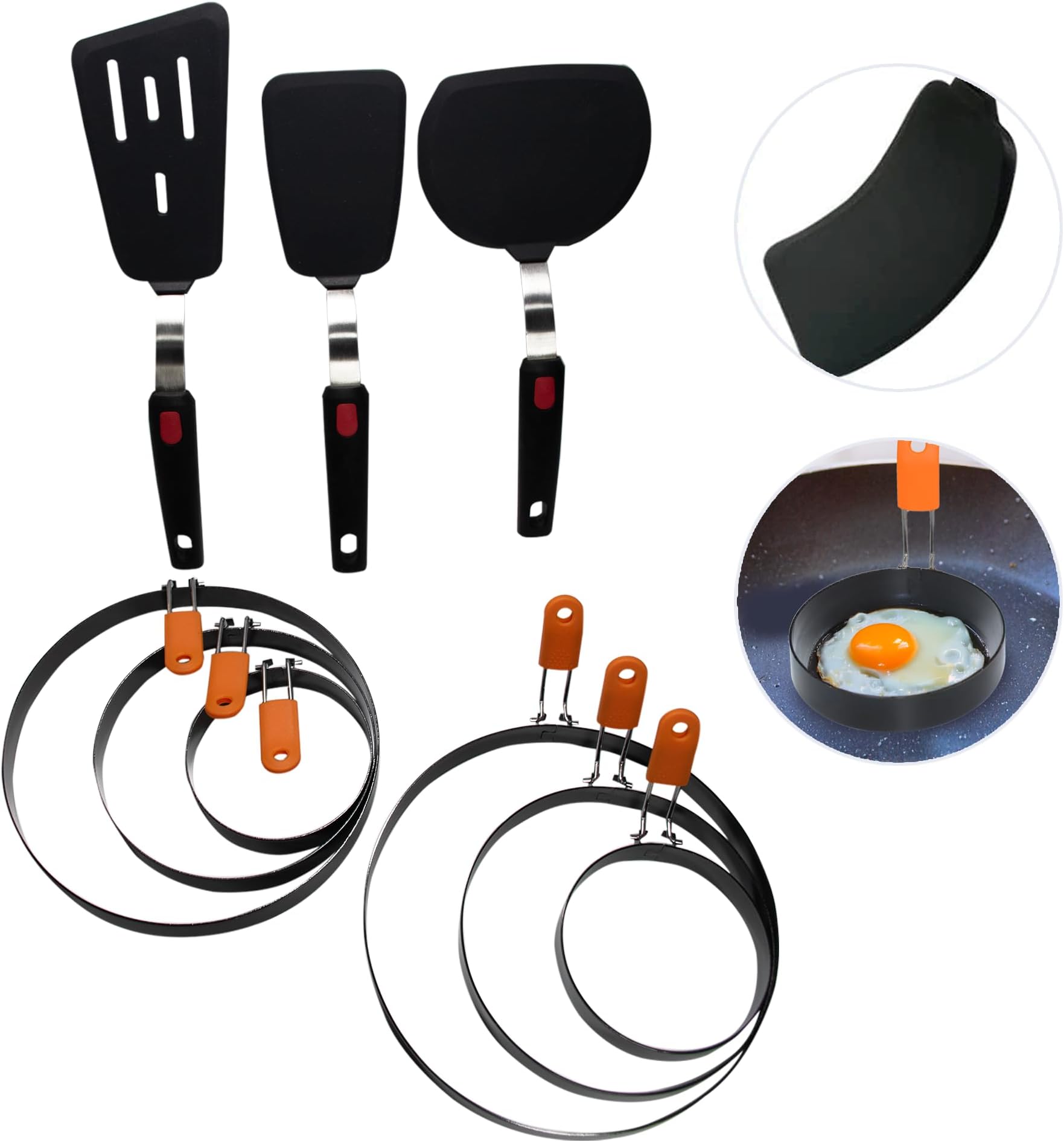 Amazon.com: Pancake Mold Set |Silicone Egg Shaper for Frying Pan | 6 ...