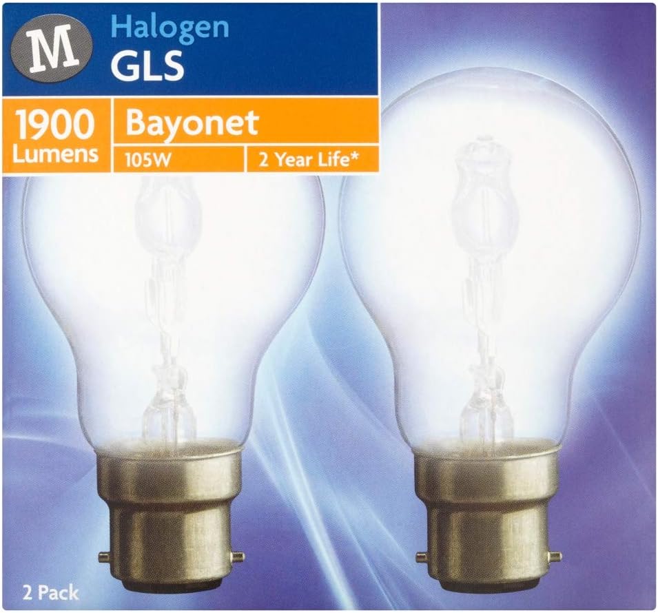 Morrisons Halogen GLS 105W, 2-Pack : Amazon.co.uk: Lighting