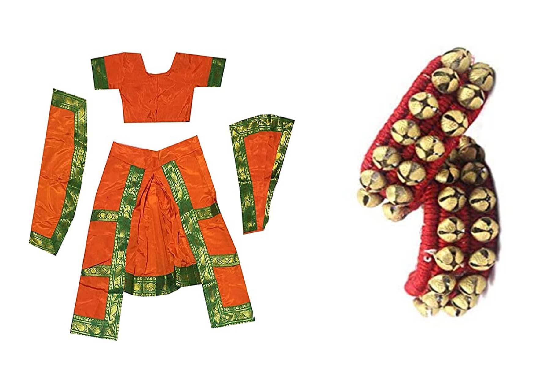 Buy CHRISLEY ENTERPRISES Orange bharatanatyam dress for girls 2 line ...