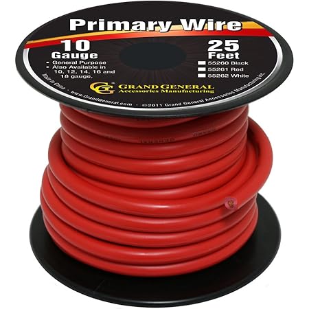 Amazon.com: Grand General 55261 Red 10-Gauge Primary Wire : Automotive
