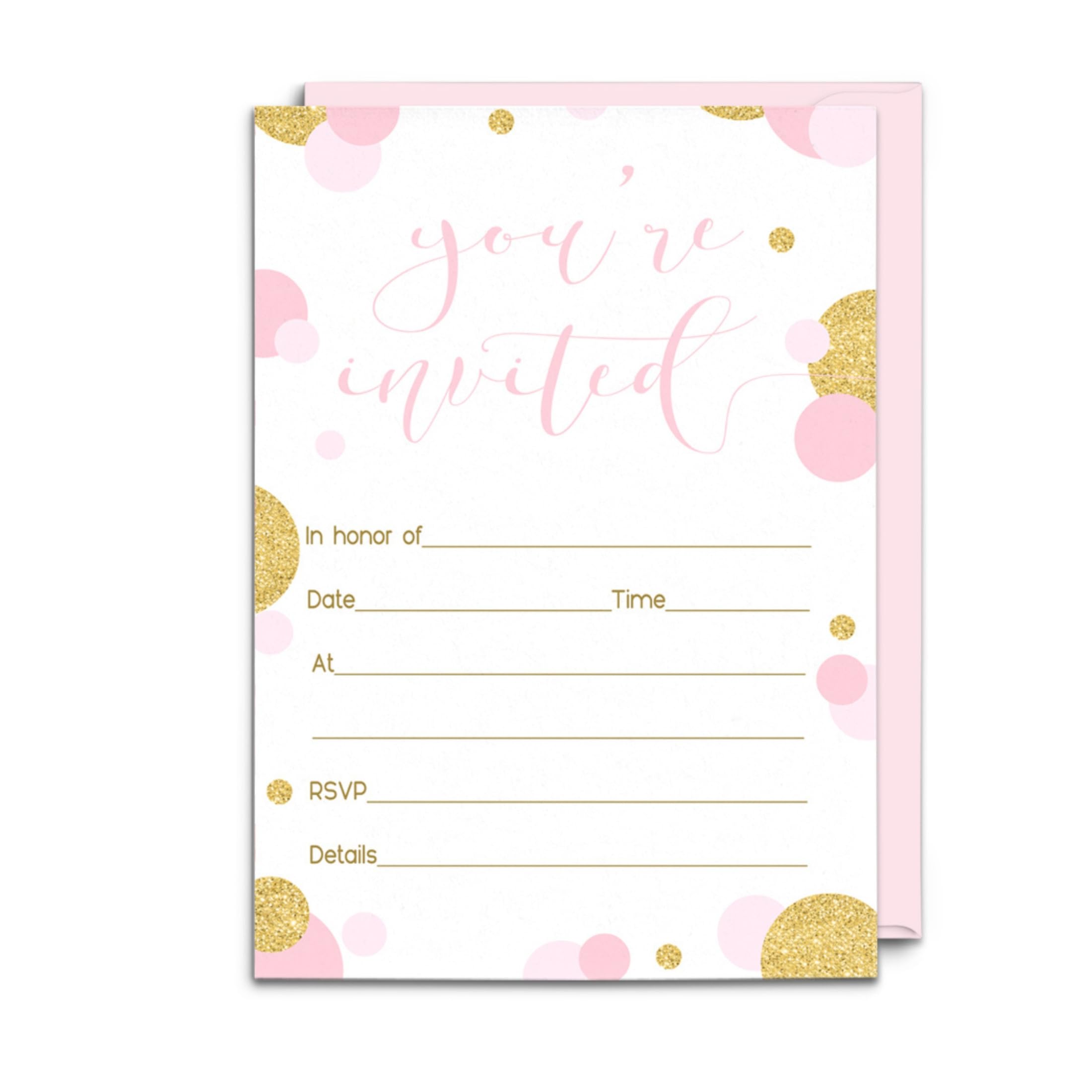 Pink And Gold Blank Invitations Buy Pink And Gold Invitation With