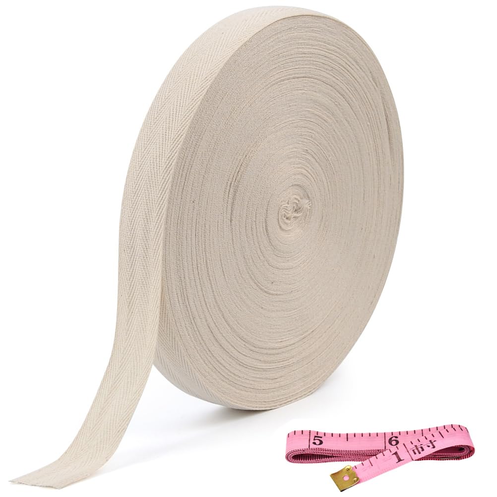 TMBMLPP 50 Meters 25mm Cotton Bias Binding Tape with Tape Measure ...
