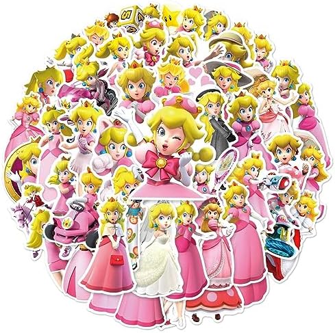 Amazon.com: 50 Pcs Princess Peach Stickers, Waterproof Stickers for ...