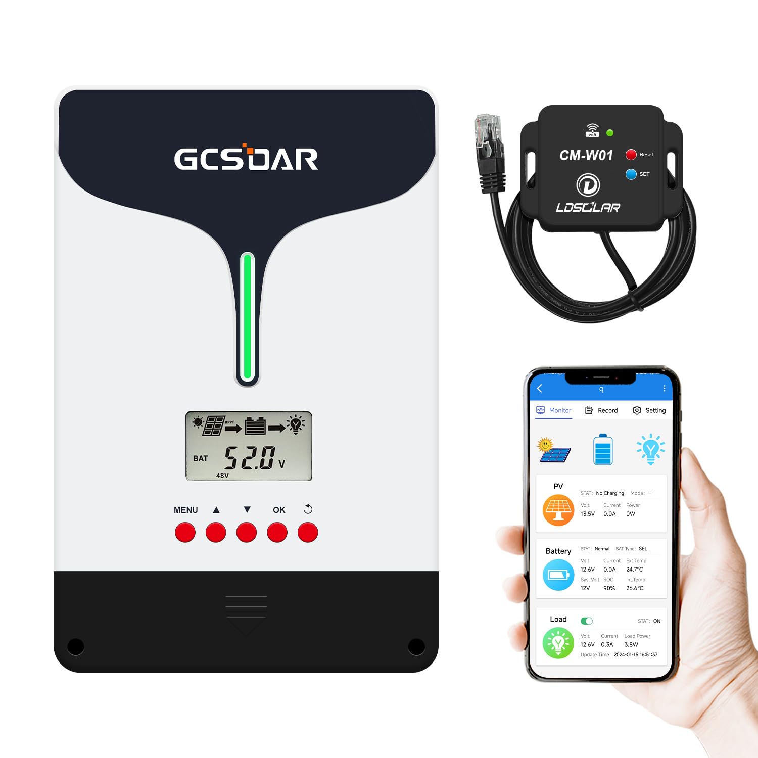 Amazon.com : 100A Solar Charge Controller+WiFi Adapter, 12V/24V/48V ...
