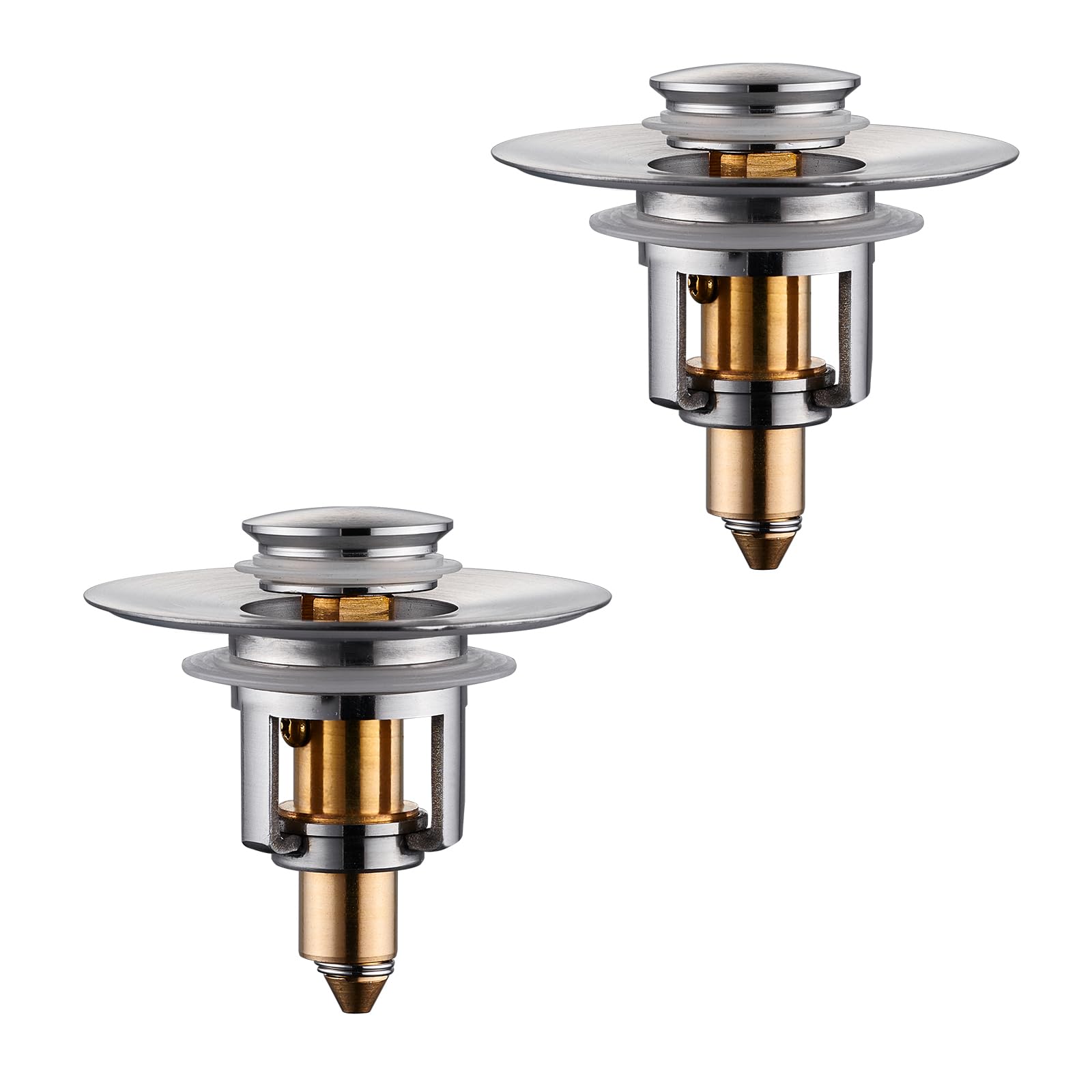 Amazon.com: Universal Bathroom Sink Stopper - 2 Pack Brushed Nickel Pop ...