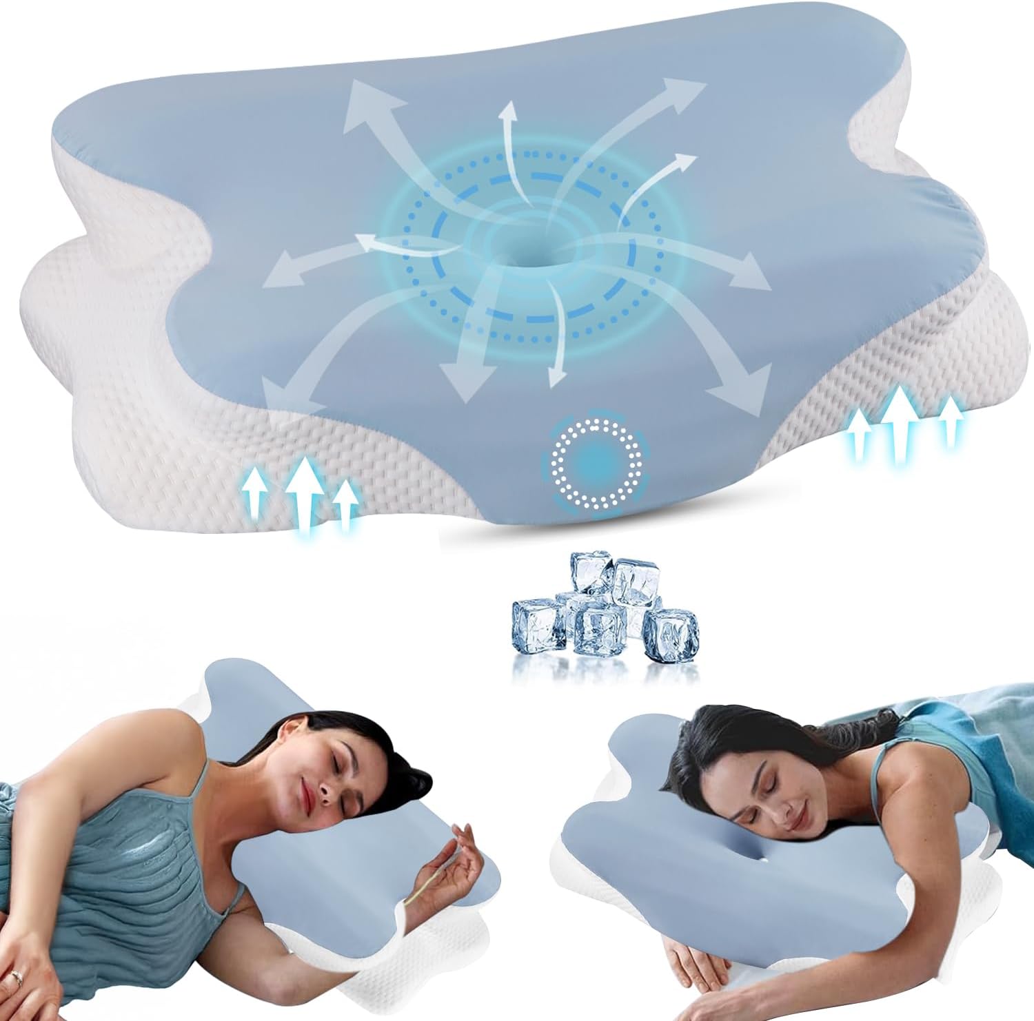JeeLeeko Almohada Cervical de Espuma viscoelástica Almohada ortopédica ...