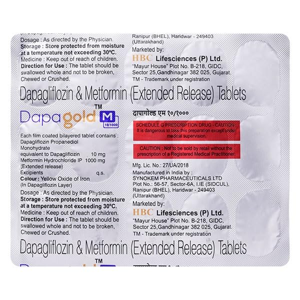 Dapagold M 10/1000mg - Strip of 15 Tablets : Amazon.in: Health ...