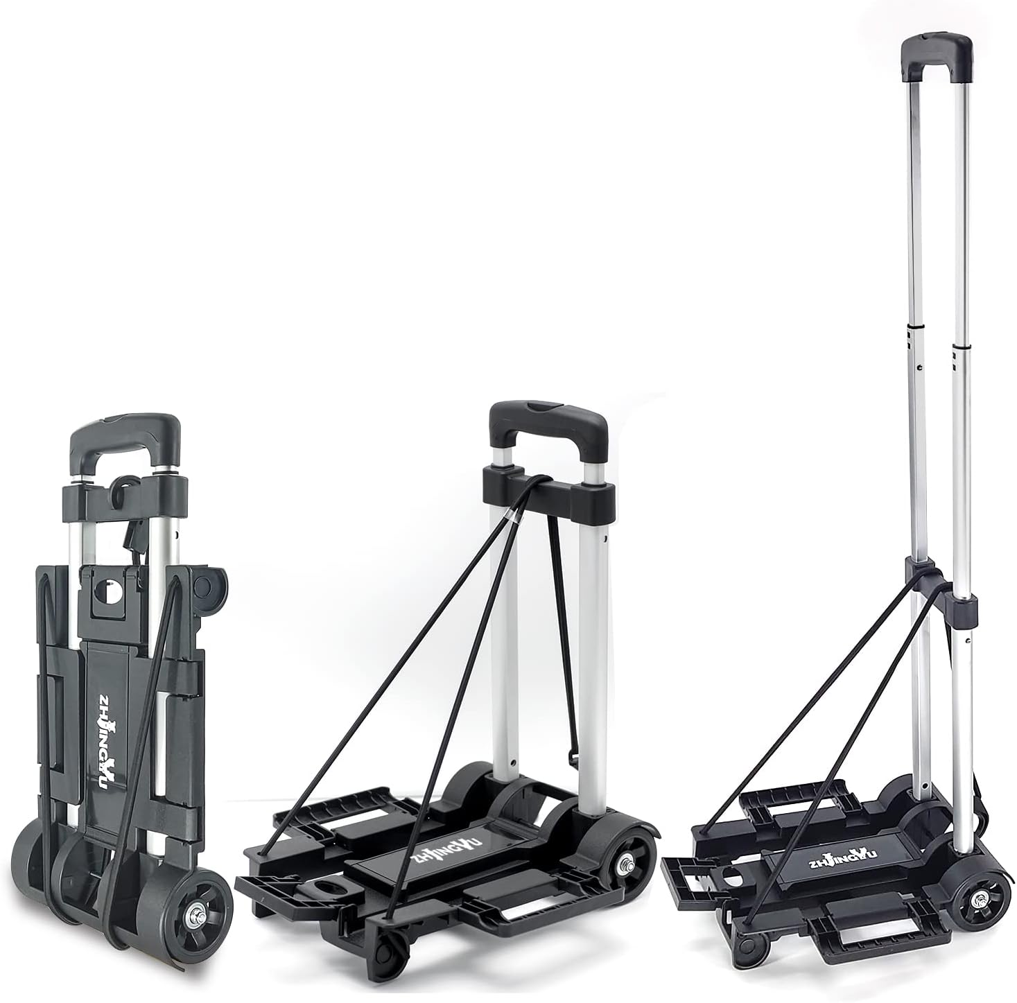 Amazon.com: Folding Hand Truck Aluminum Telescopic Rod Foldable Roller ...