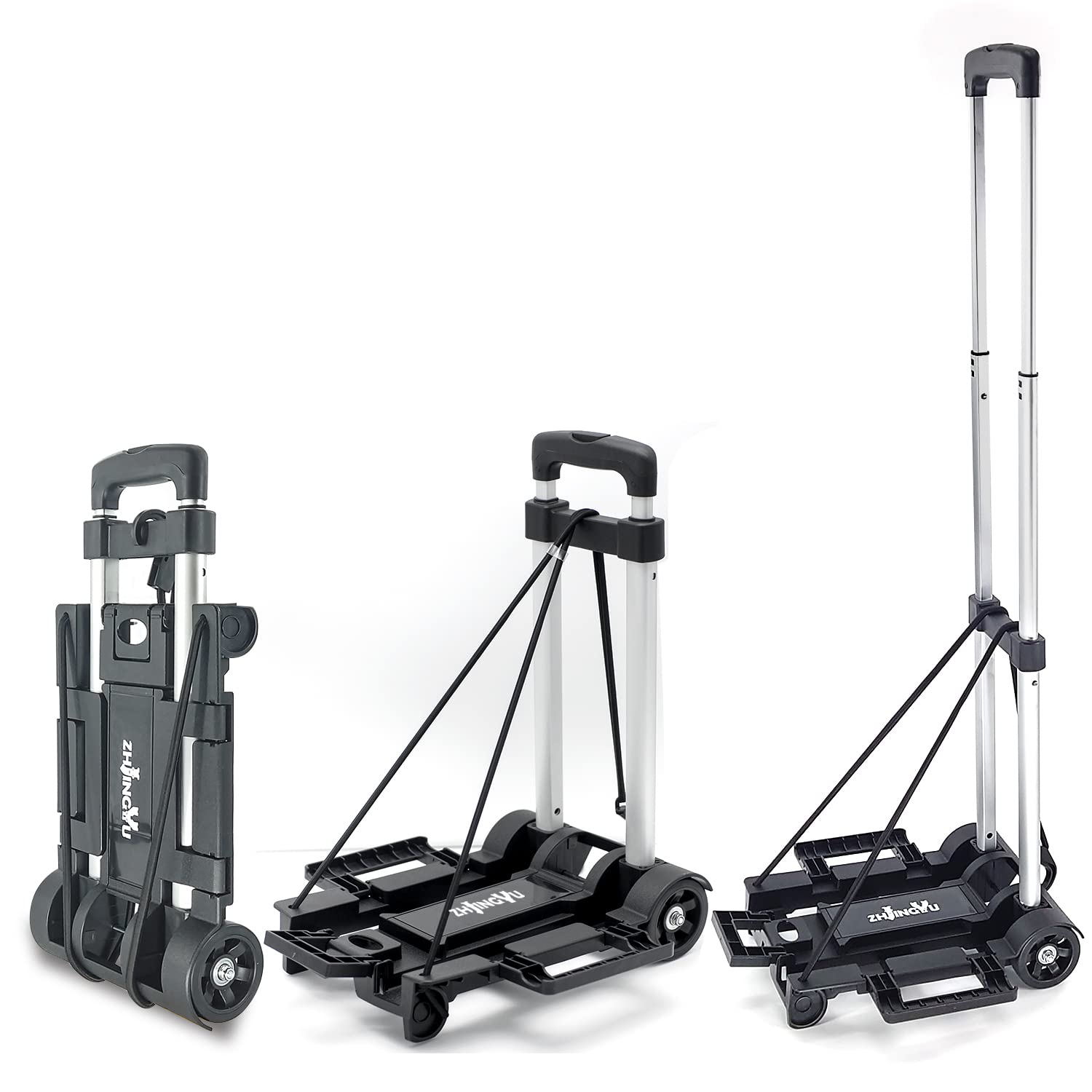 Folding Hand Truck Aluminum Telescopic Rod Foldable Roller Shopping ...