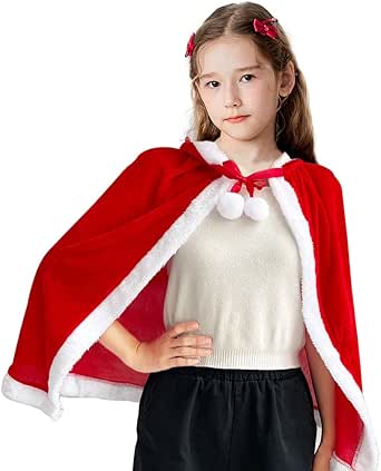 Amazon.com: Christmas Santa Claus Cloak Mrs. Claus Hooded Cape Robe ...