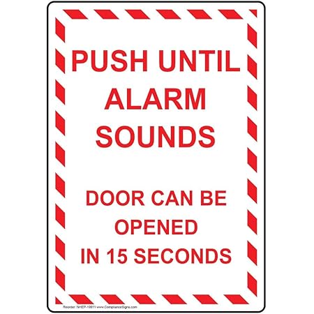 Amazon.com: ComplianceSigns.com Emergency Exit Push Until Alarm Sounds ...