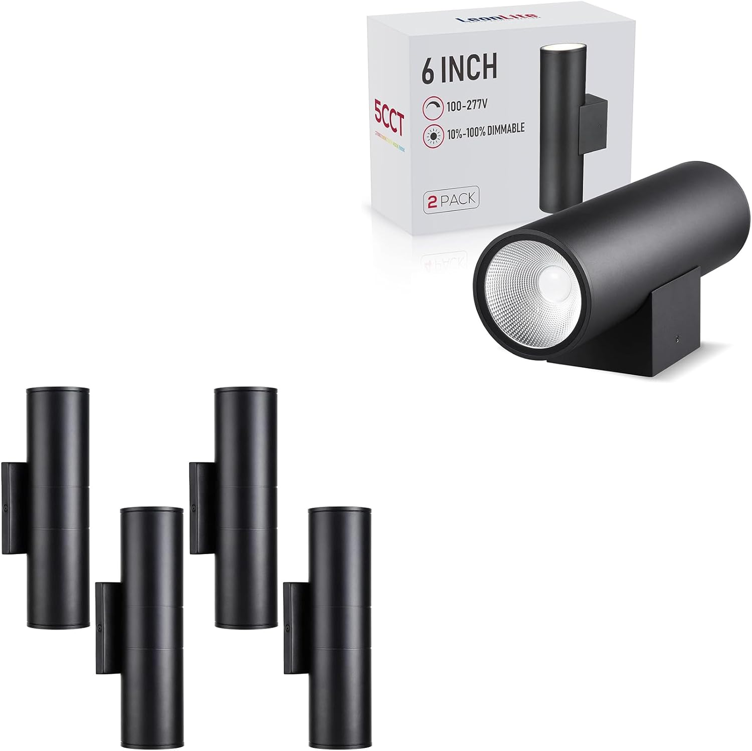 LEONLITE 20W LED Up Down Wall Light Bundle 5CCT 6 Inch Architectural ...
